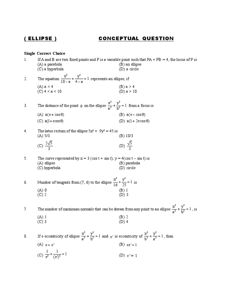 (Ellipse) Conceptual Question | PDF | Ellipse | Mathematics