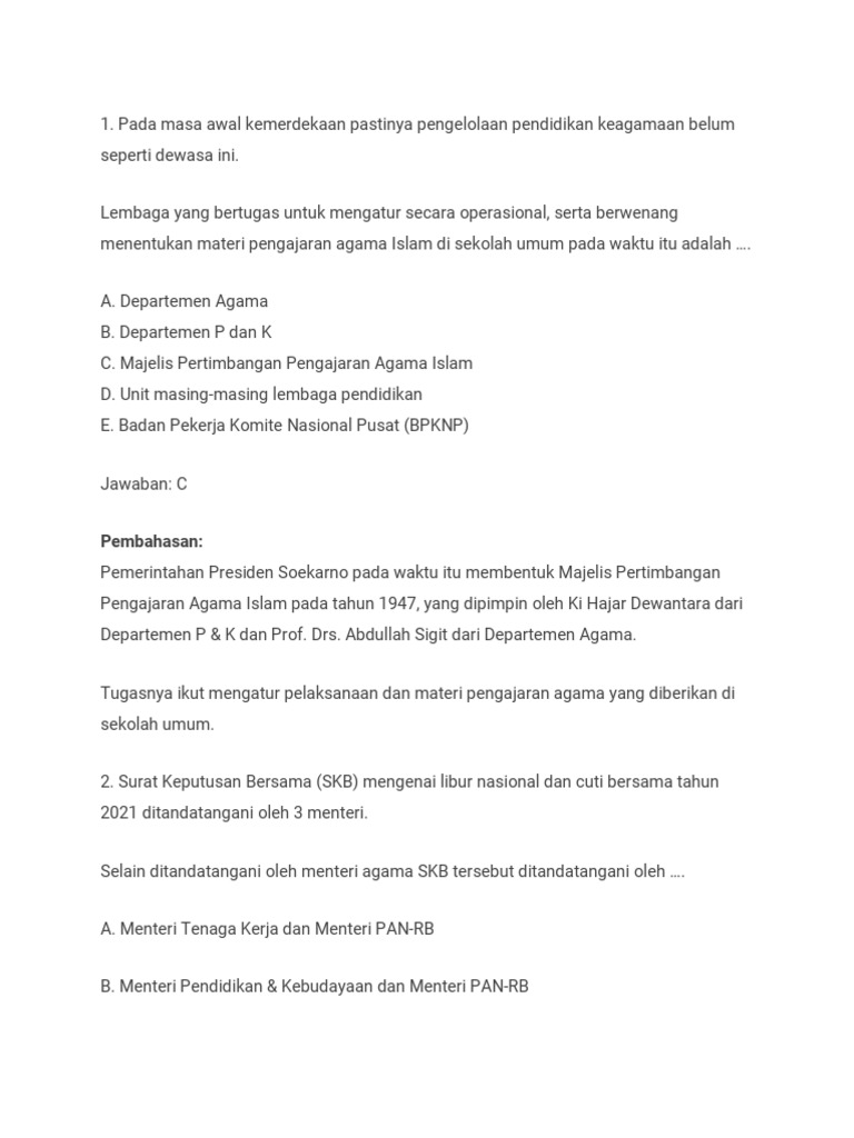 Soal p3k Agama | PDF | Agama & Spiritualitas