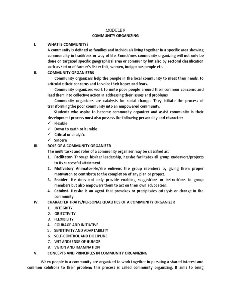 Community Organizing: Roles and Steps | PDF | Community | Empowerment