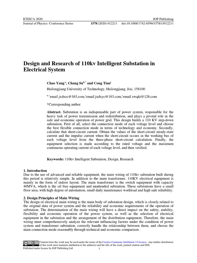 110kV Intelligent Substation Design | PDF | Transformer | Electrical ...