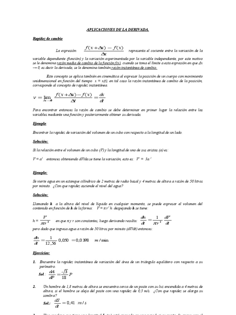 Aplicaciones de La Derivada | PDF | Función (Matemáticas) | Derivado