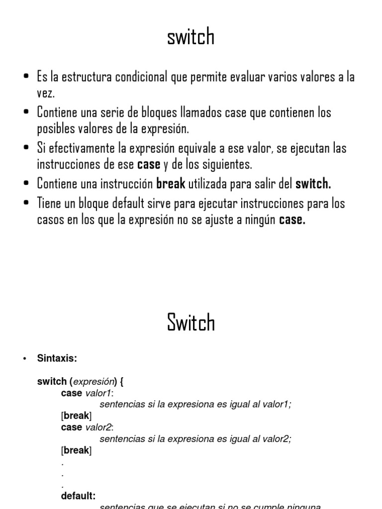 s04.s1 - Condicional Switch Case | PDF