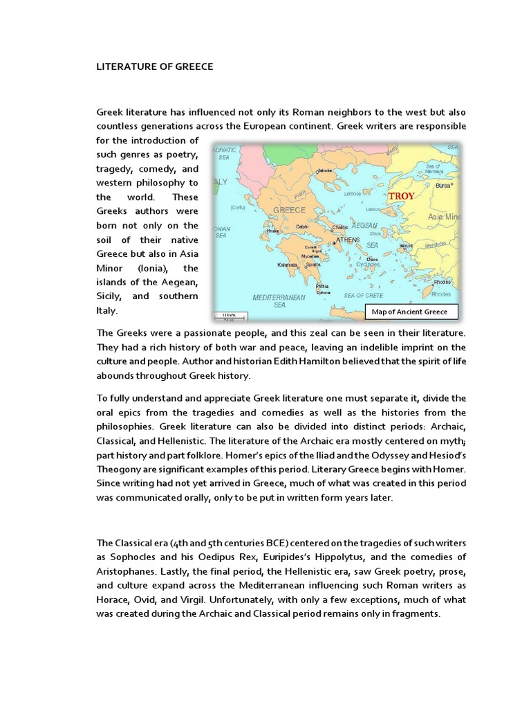 Literature of Greece | PDF | Zeus | Ancient Greek Literature