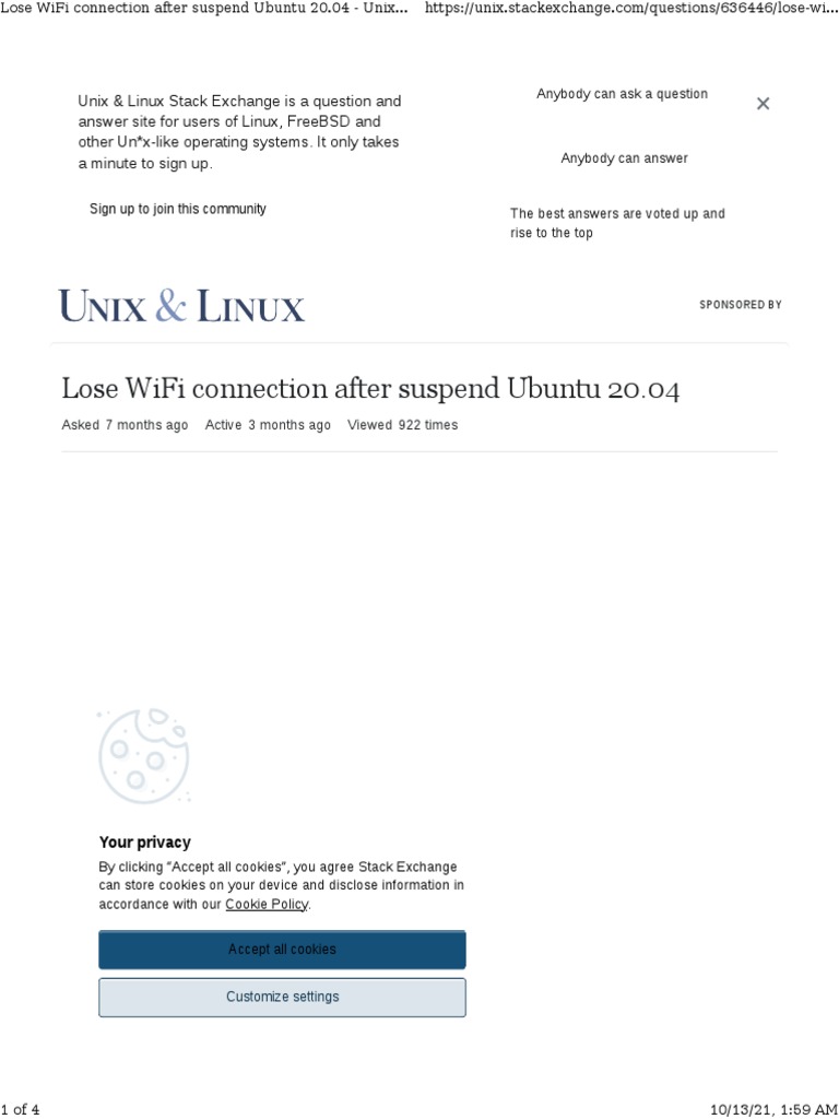 Lose WiFi Connection After Suspend Ubuntu 20.04 - Unix & Linux Stack Exchange | PDF | Wi Fi ...