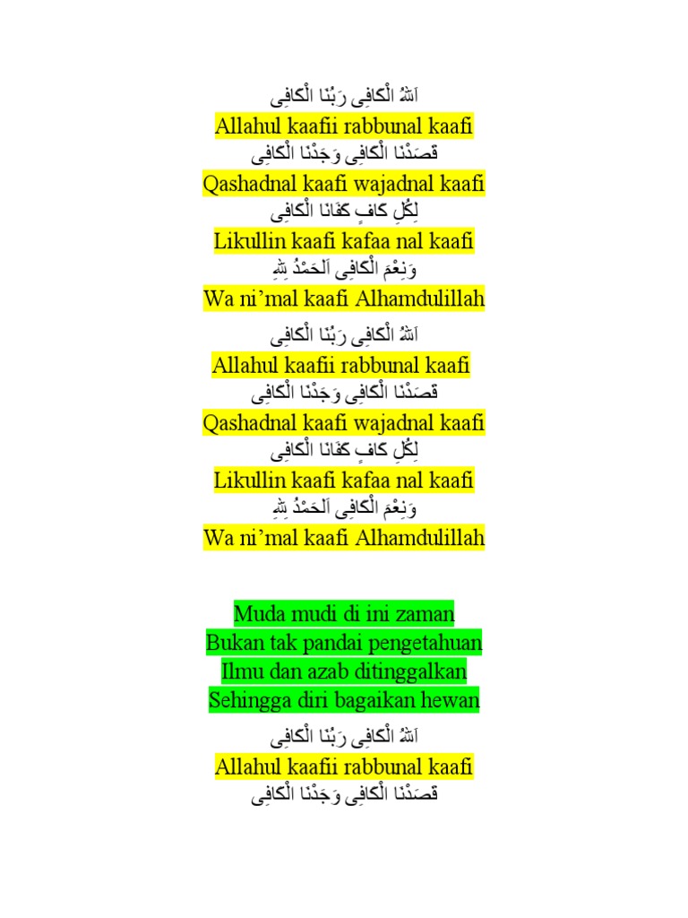 Lirik Salawat Allahul Kahfi | PDF