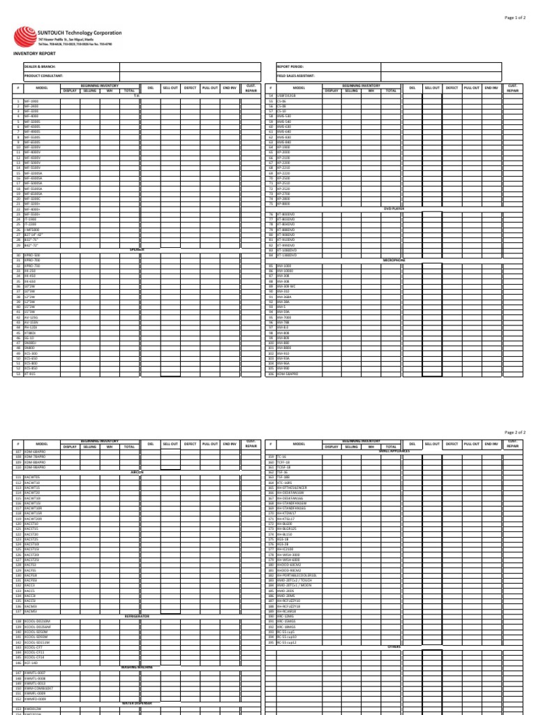 Official Inventory Form 2021 2 | PDF | Manufactured Goods | Home Appliance