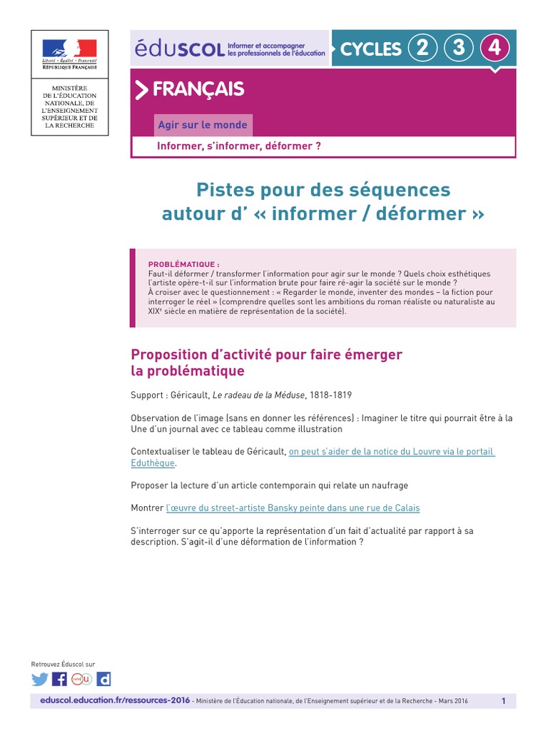 13 RA C4 Francais Agir Sur Le Monde 4e Sequence Autour Informer Deformer 583039 | PDF | Émile Zola