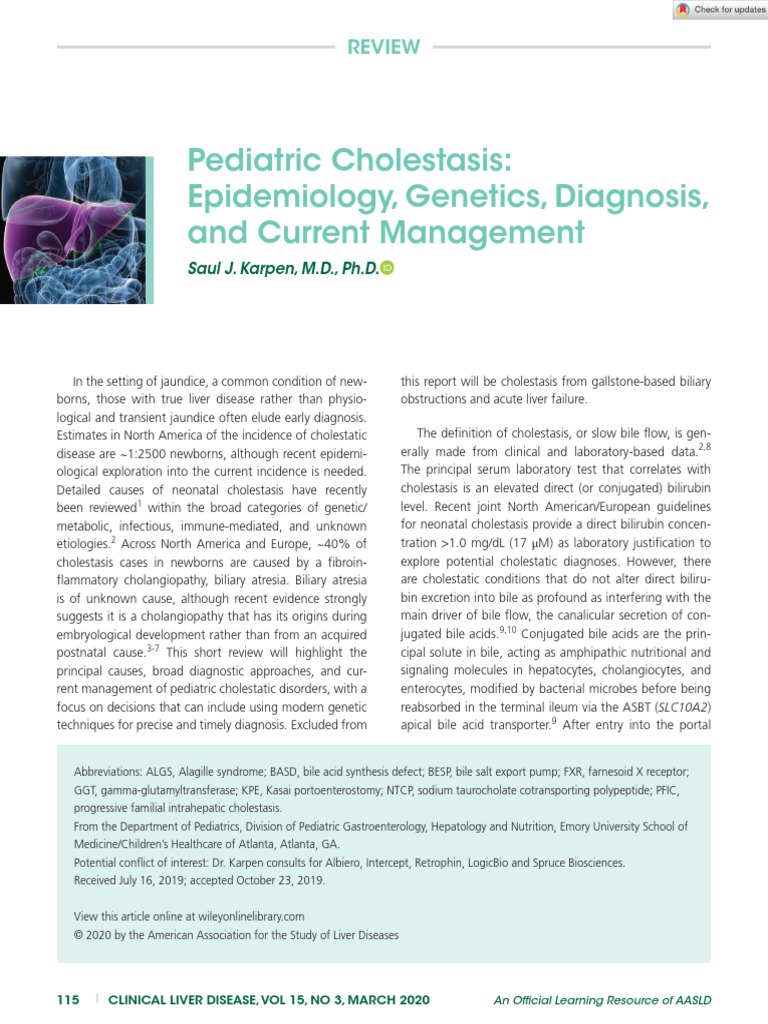 Pediatric Cholestasis: Epidemiology, Genetics, Diagnosis, and Current ...