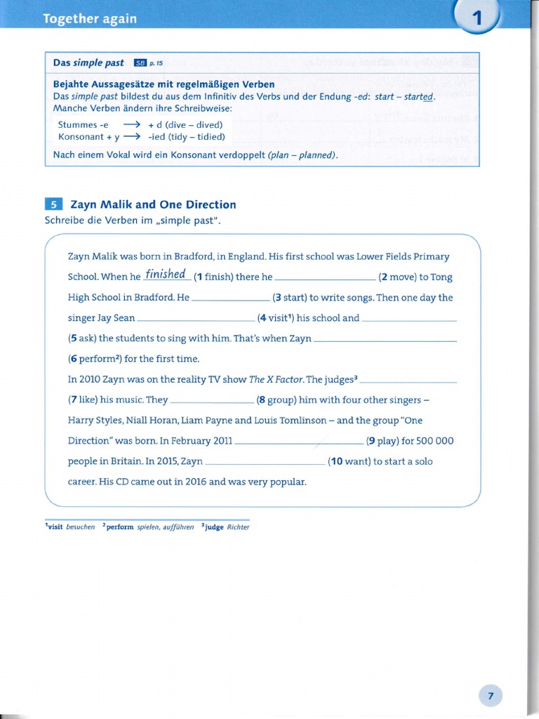 Simple Past - Positive Sentences | PDF | One Direction