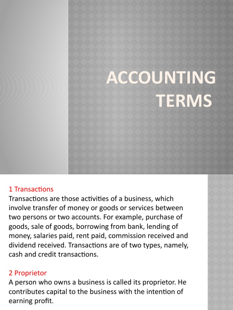 Accounting Terms | PDF | Debits And Credits | Business