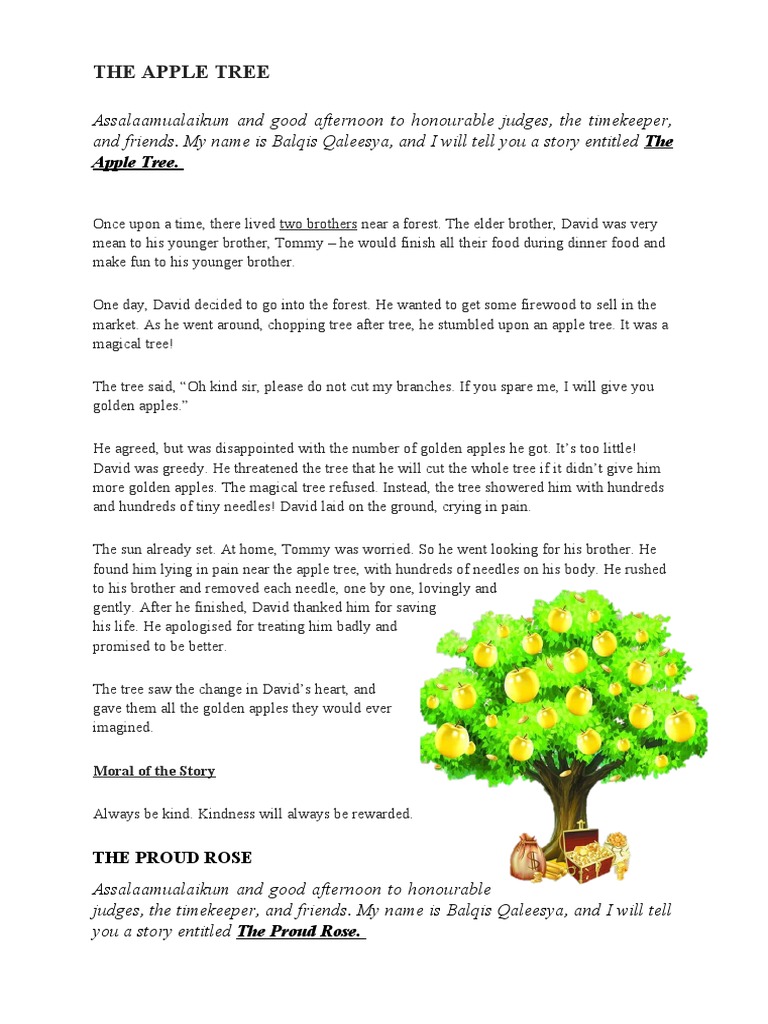 STORYTELLING SCRIPT - THE APPLE TREE and PROUD ROSE | PDF | Poetry