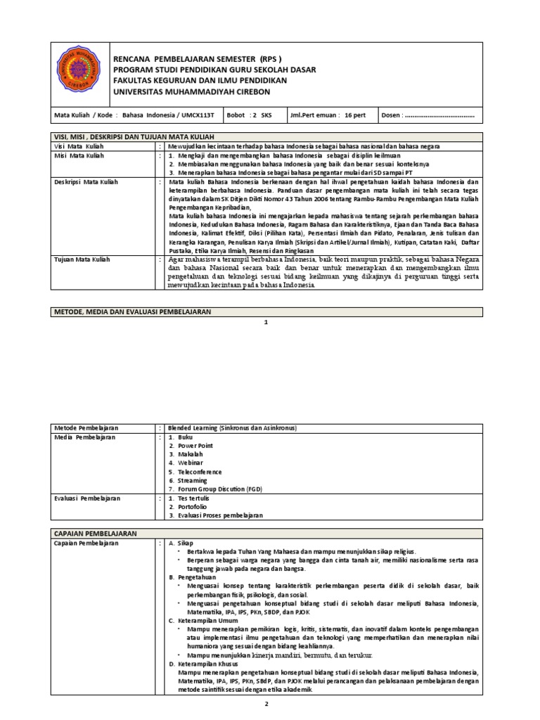 Format Rekonstruksi RPS | PDF