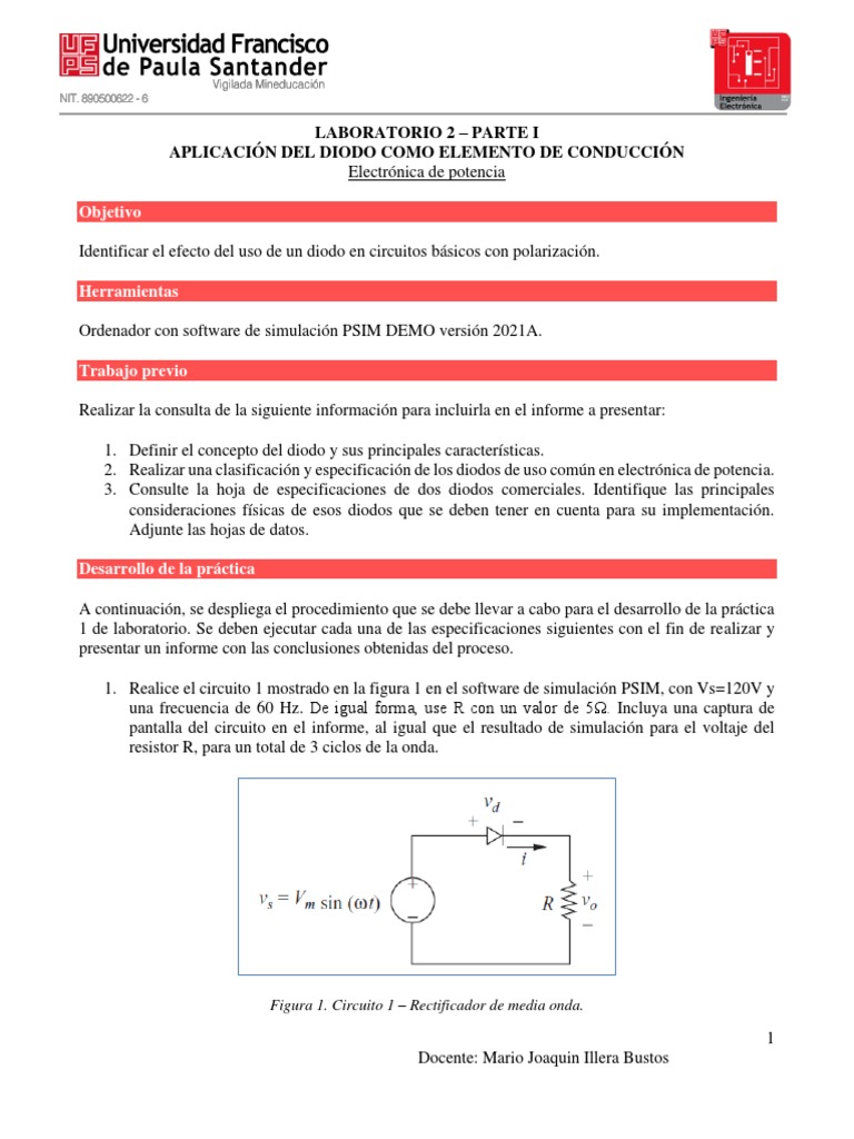 Guía de Laboratorio 2 - Uso Del Diodo | PDF | Rectificador | Diodo