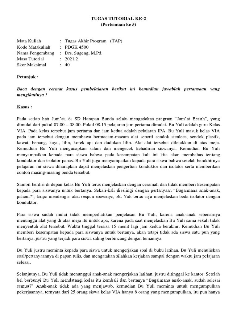 Abdul Kodir 856996379 Tugas Tutorial II PDGK 4500 Tugas Akhir Program (TAP) | PDF | Karier ...