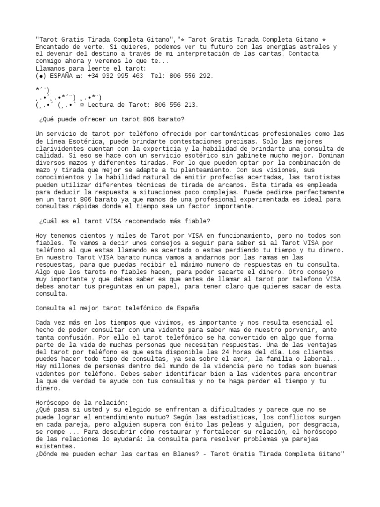 Tarot Gratis Tirada Completa Gitano | PDF | Tarot