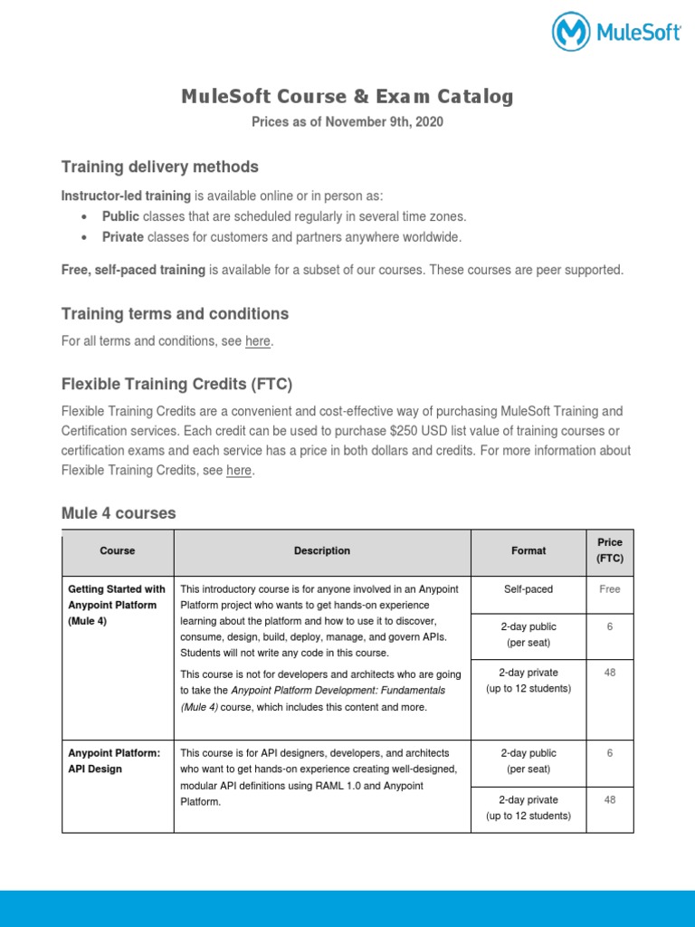 MuleSoft Course & Exam Catalog 2020 | PDF | Cloud Computing | Test ...