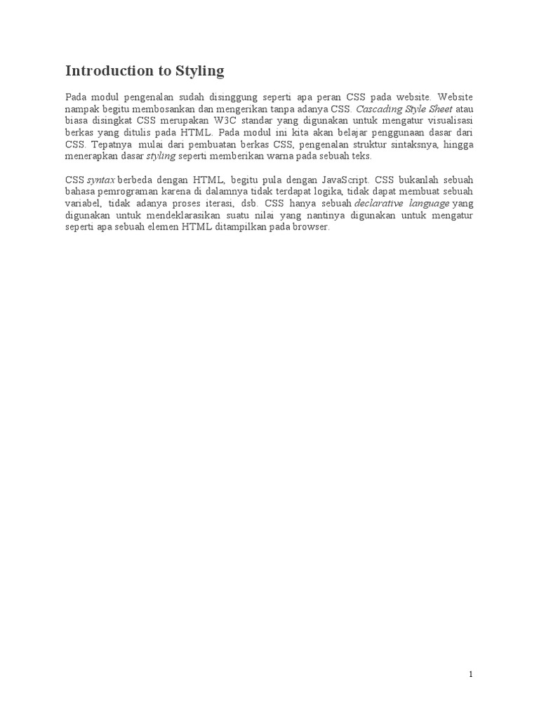 Introduction To Styling | PDF