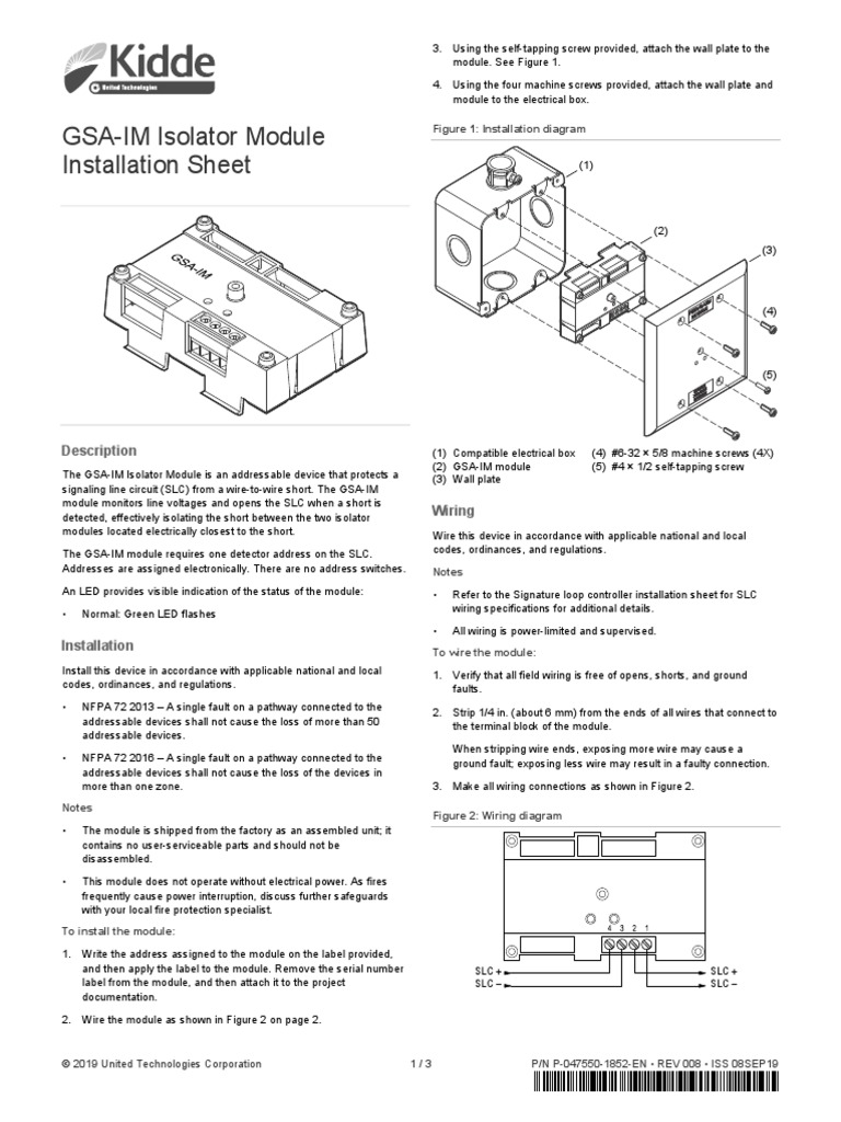 GSA-IM Isolator Module Installation Sheet | PDF | Electrical Wiring ...