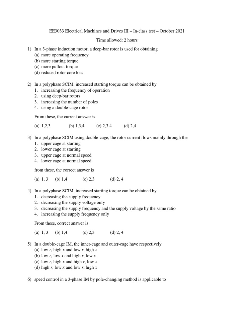 EE3033 Inclass Test 2021 - G10 | PDF | Electric Motor | Electromagnetism