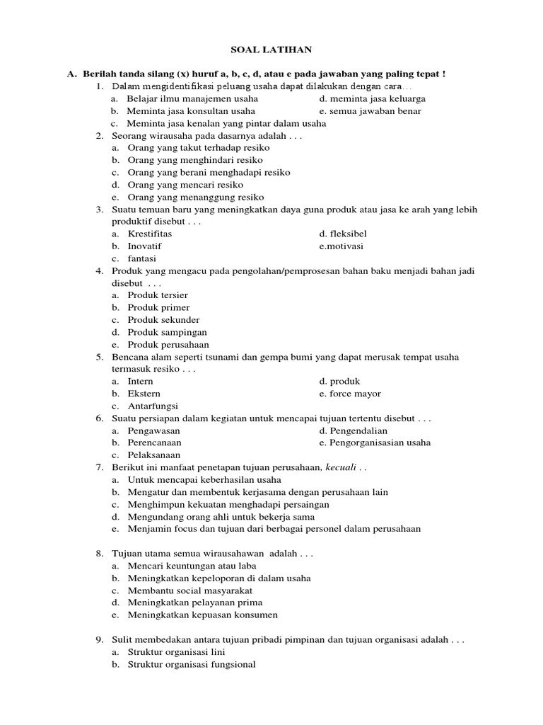 Soal Latihan PKK | PDF