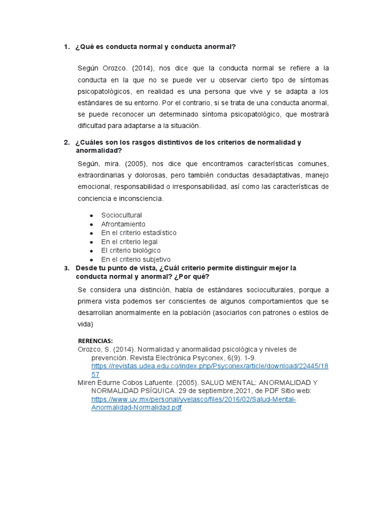 Qué Es Conducta Normal y Conducta Anormal | PDF