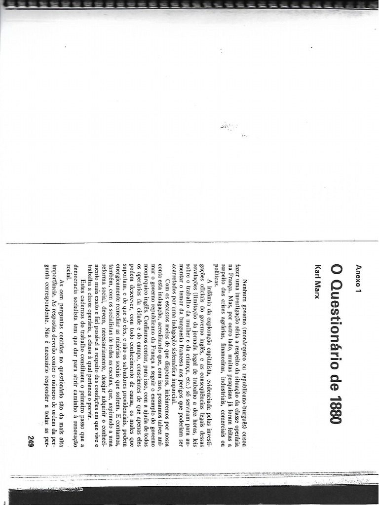 MARX, Karl - O Questionário de 1880 (Pg.249-256) | PDF