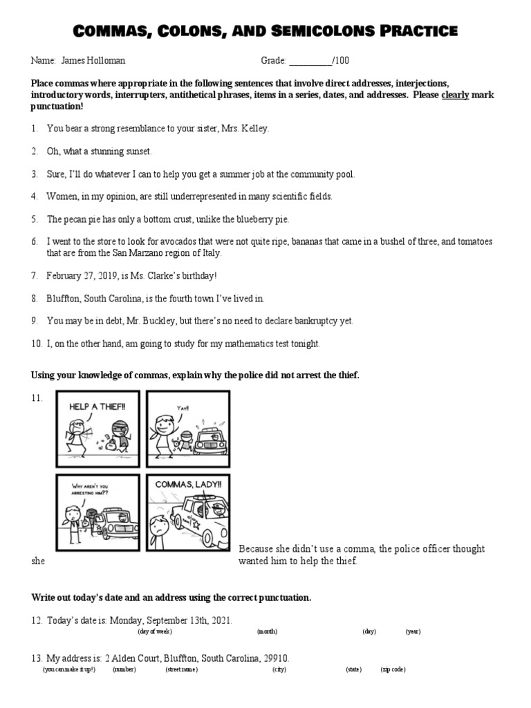 Punctuation Practice: Commas & More | PDF | Punctuation | Comma