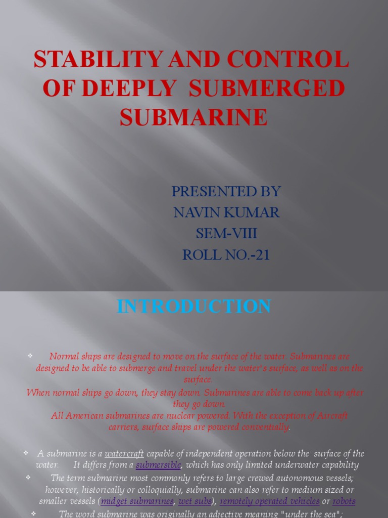 Submarine Stability and Control | PDF | Submarines | Buoyancy