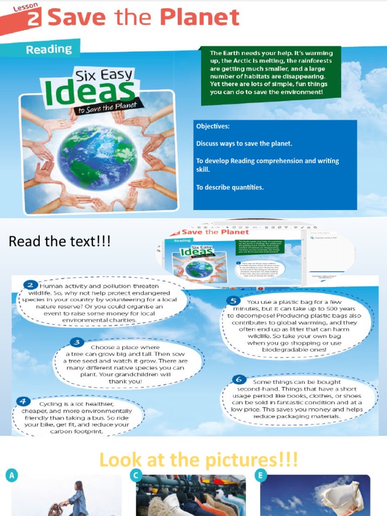 Save the Planet: Reading & Writing Activities | PDF | Language Arts ...