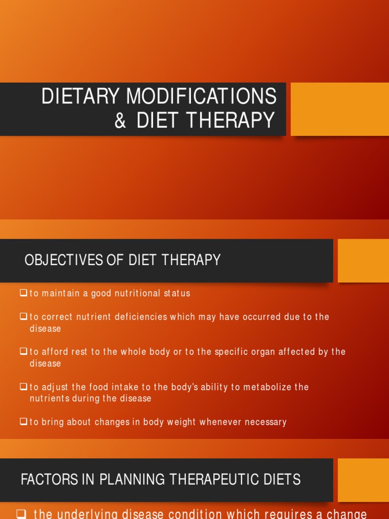 Dietary Modifications & Diet Therapy | PDF | Diet (Nutrition) | Diet ...