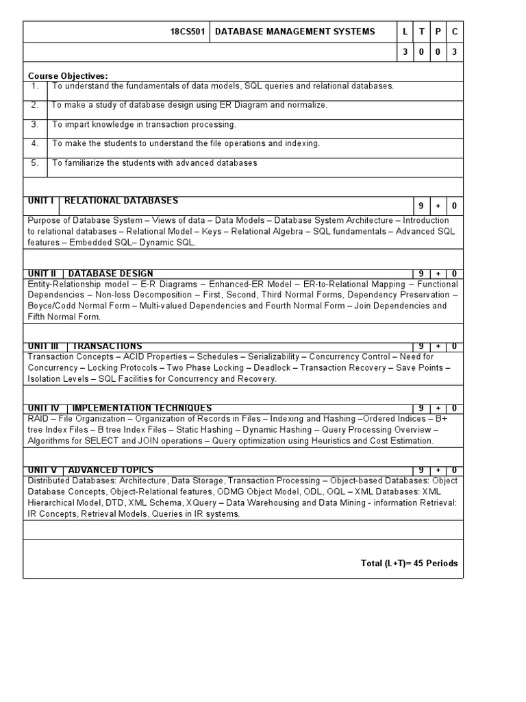 DBMS Syllabus | PDF | Databases | Relational Database DBMS Syllabus | PDF | Databases | Relational Database