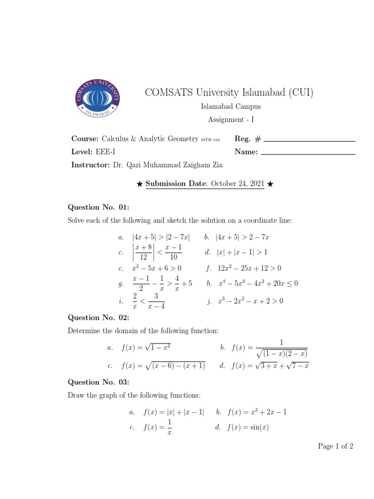 COMSATS University Islamabad (CUI) | Download Free PDF | Trigonometric ...