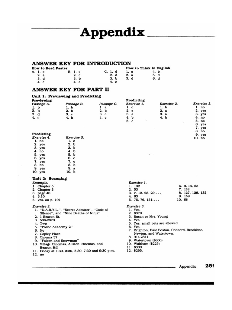 Reading Power-ANSWER KEY | PDF