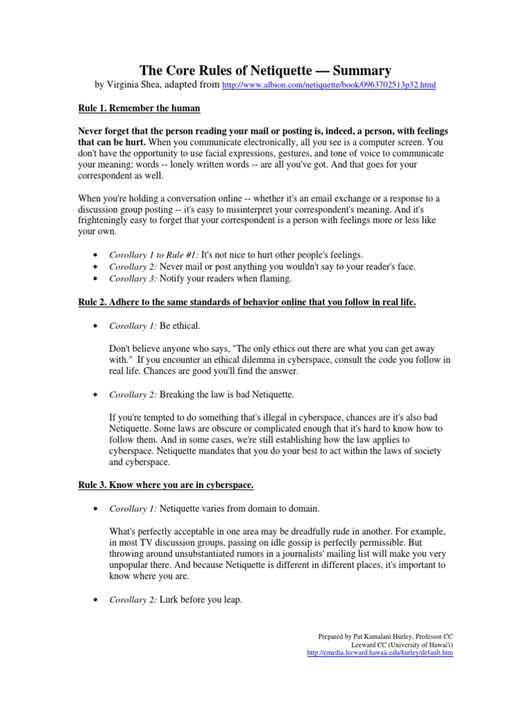 10 Rules of Netiquette | PDF | Faq | Human Communication