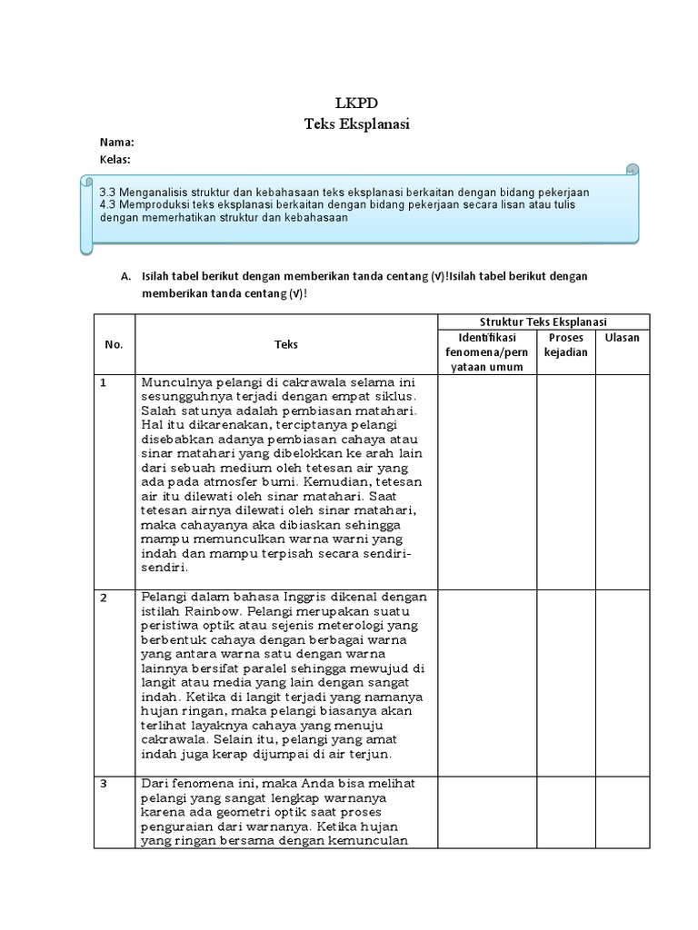 3.3 LKPD Teks Eksplanasi | PDF