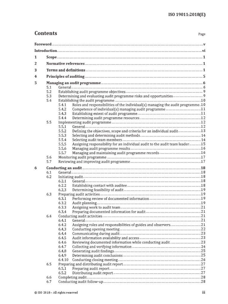 ISO 19011:2018 (E) : © ISO 2018 - All Rights Reserved | PDF | Audit ...
