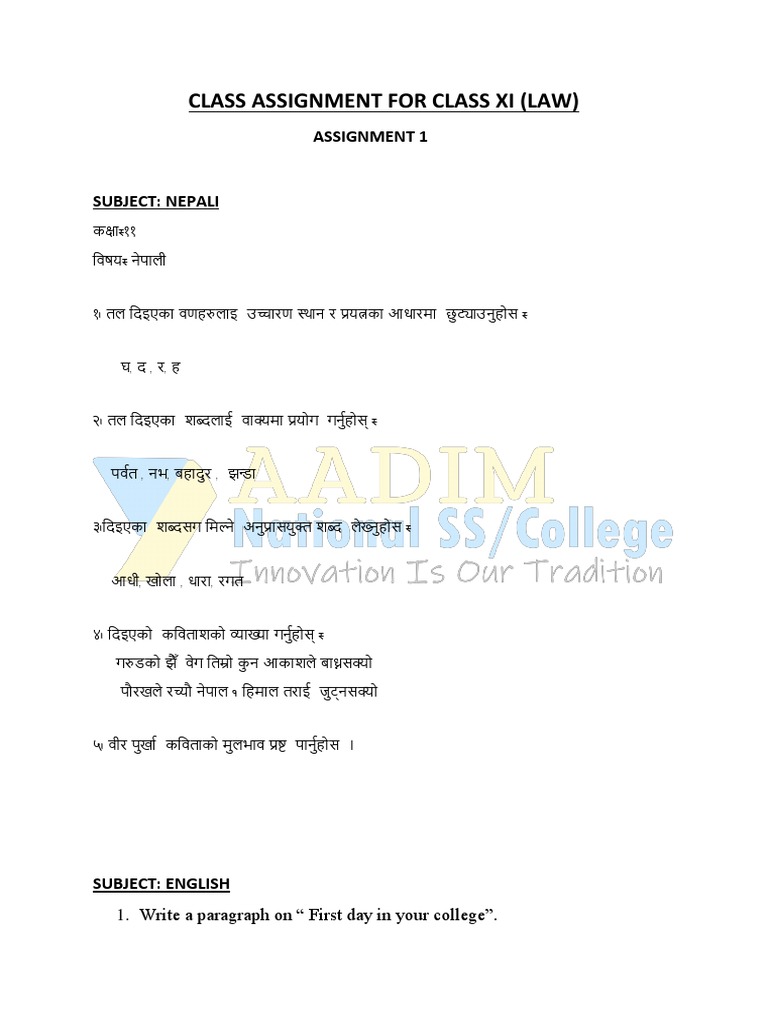 Class Assignment For Class Xi (Law) | PDF | Constitution | Justice