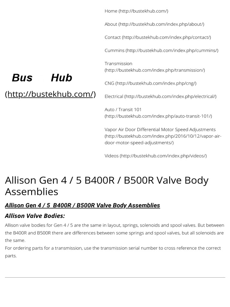 Allison Gen 4 - 5 B400R - B500R | PDF | Automatic Transmission ...