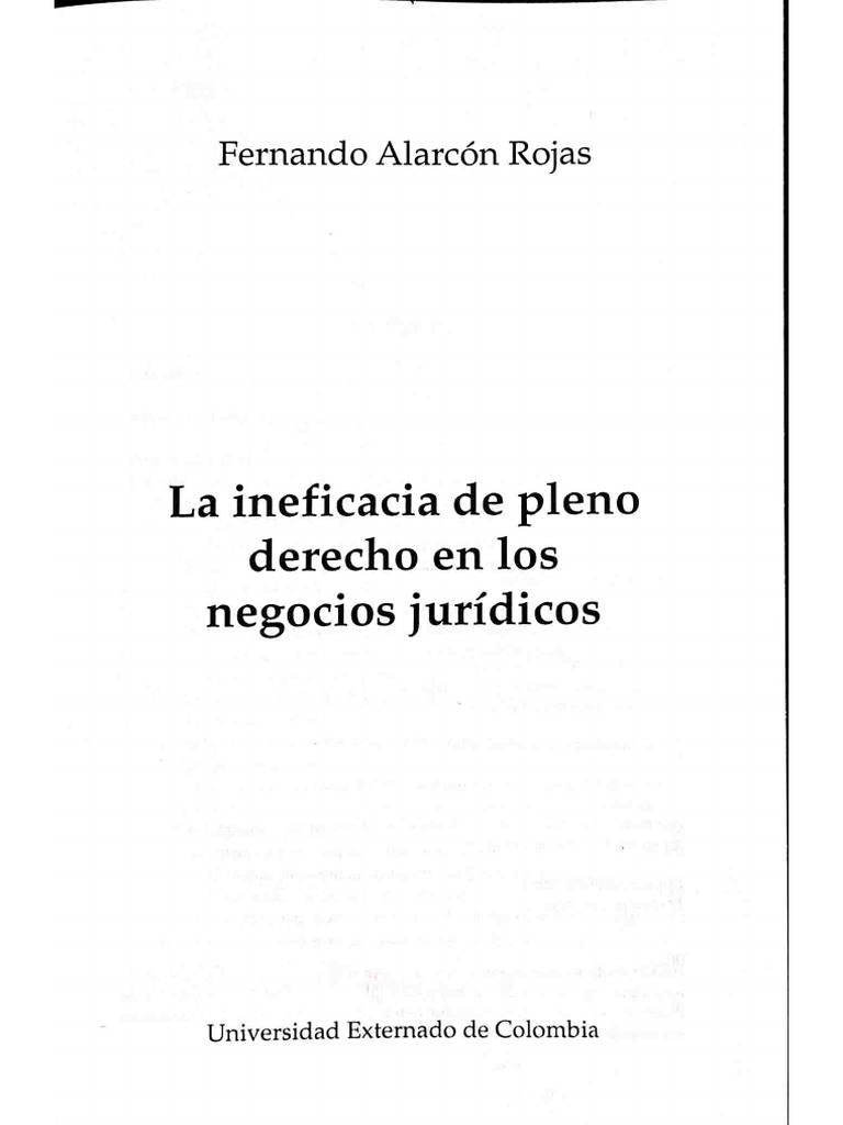 La Ineficacia de Pleno Derecho en Los Negocios Jurídicos | PDF