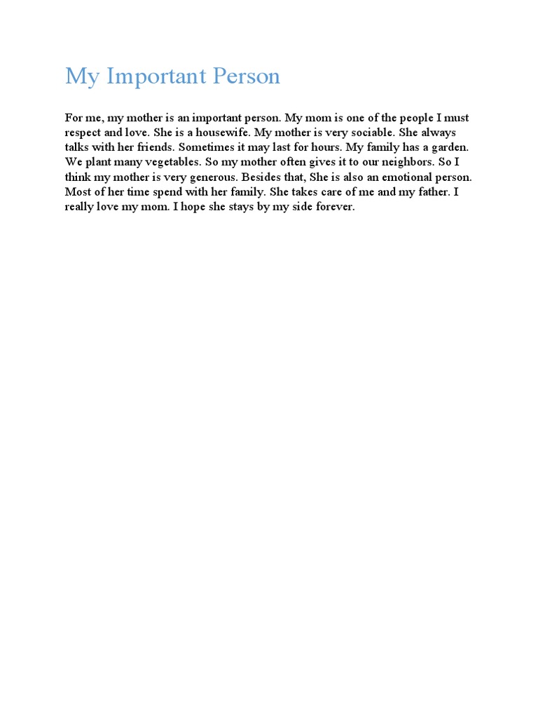 My Important Person | PDF | Self-Improvement