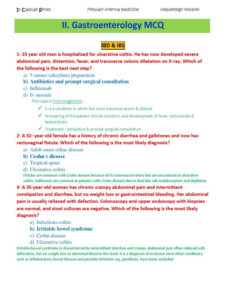 Hep & GIT Final MCQ 21 B | Download Free PDF | Ulcerative Colitis ...