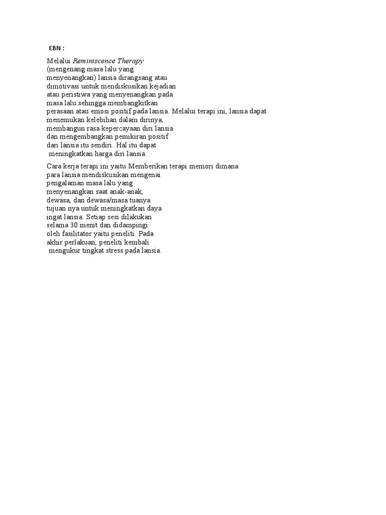 Contoh EBN Melalui Terapi Reminiscence | PDF