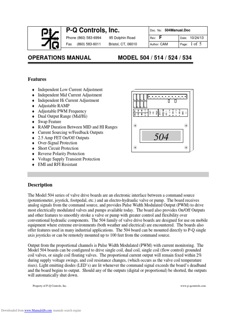 P-Q Controls, Inc.: Operations Manual Model 504 / 514 / 524 / 534 | PDF ...