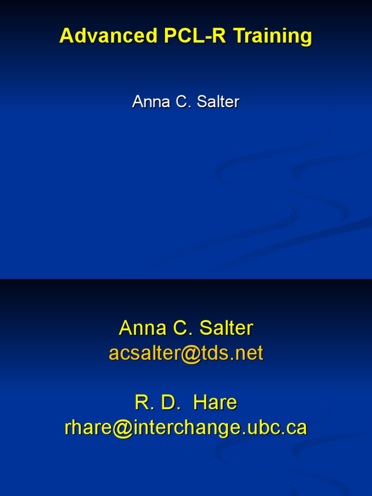 PCL-R II Advanced PCL-R Training | Psychopathy | Theory Of Mind