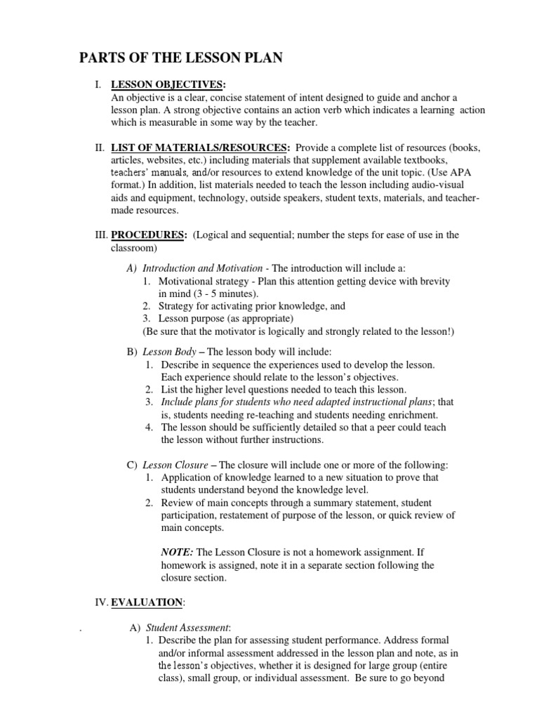 Lesson Plan Format and Brief Lesson Plan Sample | PDF | Lesson Plan ...