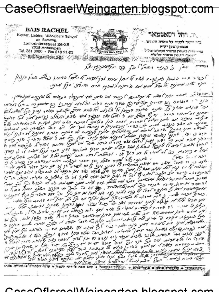 Weingarten Letter | PDF | Jewish Law And Rituals | Hebrew Words And Phrases