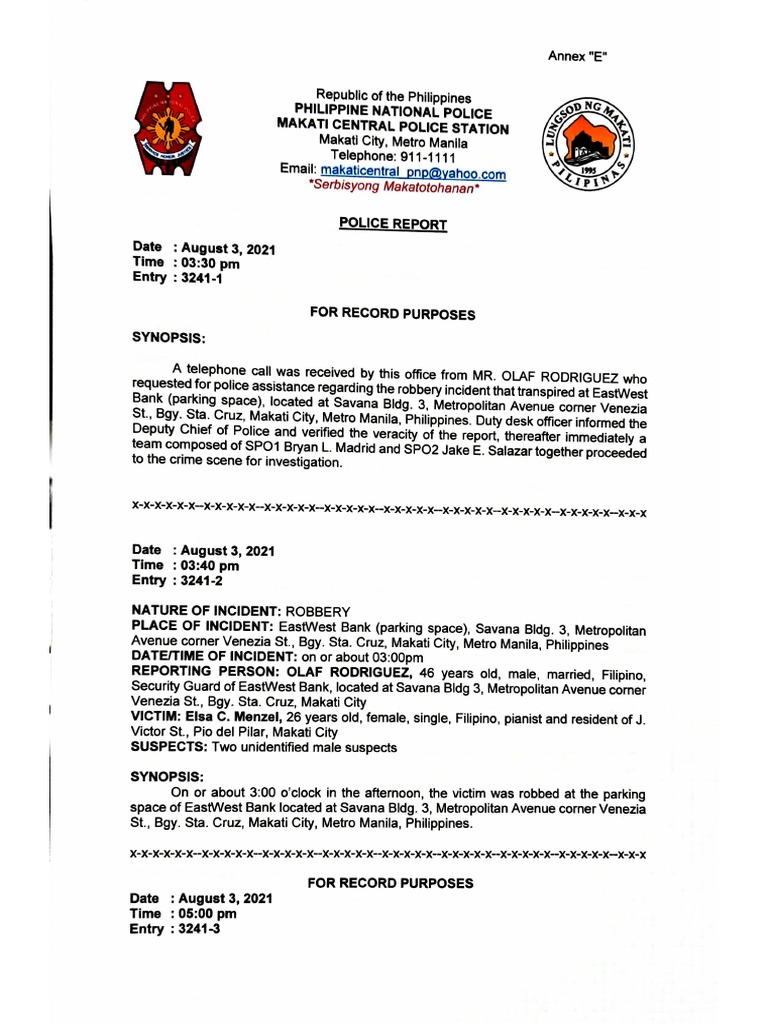 Sample Police Report | PDF