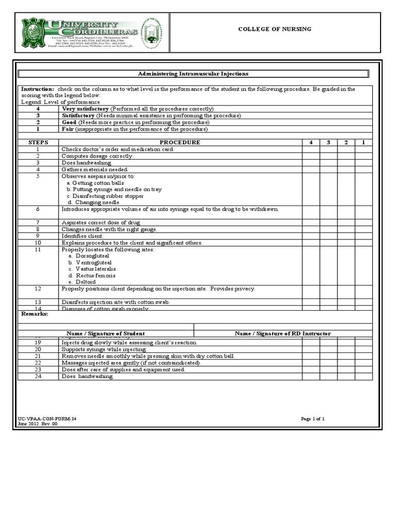 Intramuscular Injection Administration Guide | PDF | Injection ...