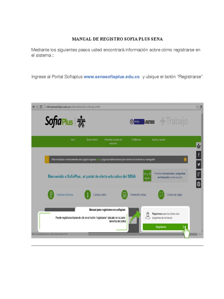Manual de Registro Sofia Plus | PDF