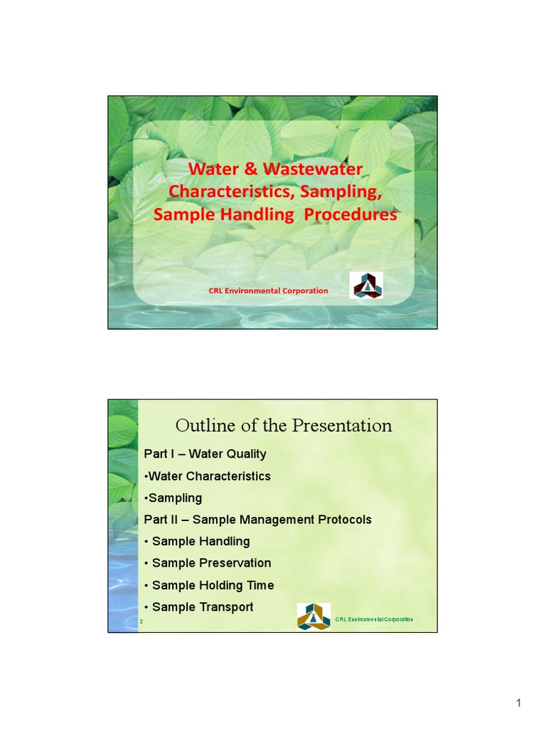 Water Quality Sampling & Analysis Guide | PDF | Cooking, Food & Wine ...